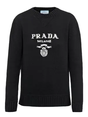 Prada Logo Crew-neck Sweater - Black