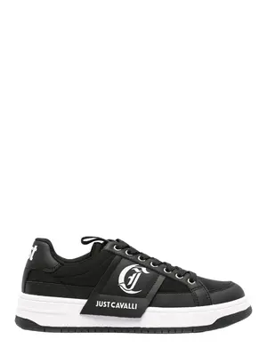 Just Cavalli Logo-print Leather Sneakers - Black