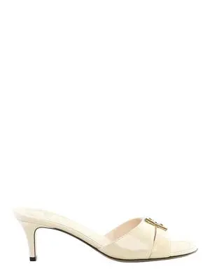 Fendi Ffold 55mm Logo-plaque Leather Sandals - White