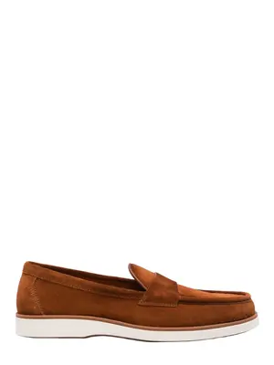 Santoni Suede Penny Loafers - Brown
