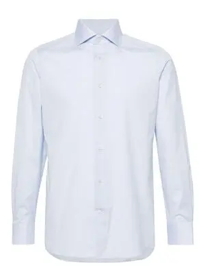 Zegna Spread-collar Poplin Shirt - Blue