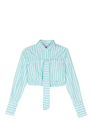 Patou Bow-detail Striped Shirt - Green