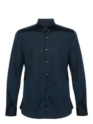 FAY Plain Cotton Shirt - Blue