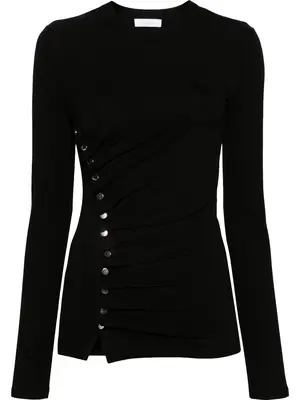 Rabanne Asymmetric Studded T-shirt - Black
