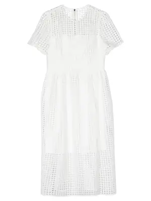 Dkny Mesh Flared Midi Dress - White