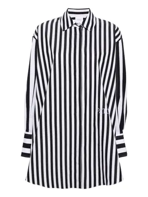 PATOU Logo-embroidered Striped Shirt - Black