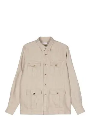 Boglioli Herringbone Linen Shirt - Neutrals