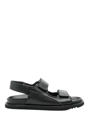 DOUCAL'S Double-strap Leather Sandals - Black
