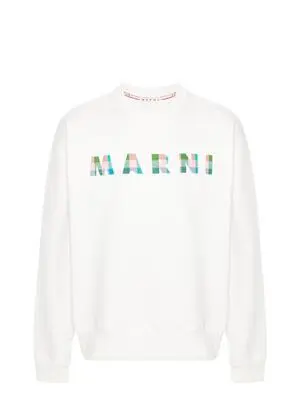 Marni Logo-print Cotton Sweatshirt - Neutrals