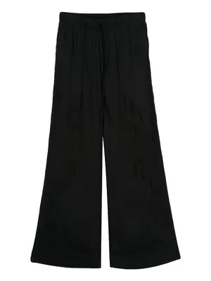 P.a.r.o.s.h Broderie-anglaise Linen Trousers - Black