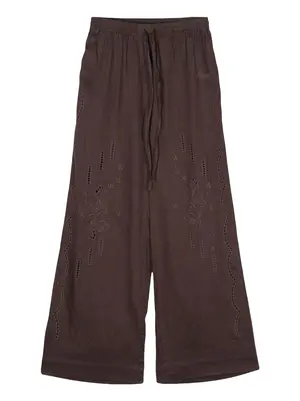 P.a.r.o.s.h Broderie Anglaise Linen Trousers - Brown