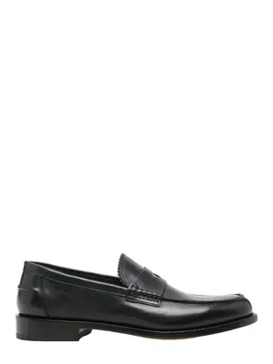 DOUCAL'S Pebbled-leather Loafers - Black