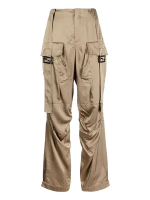 Fendi Satin Cargo Trousers - Brown
