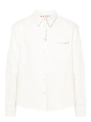Marni Logo-embroidered Cotton Shirt - Neutrals