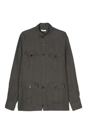 Boglioli Tonal Stitching Linen Shirt Jacket - Grey