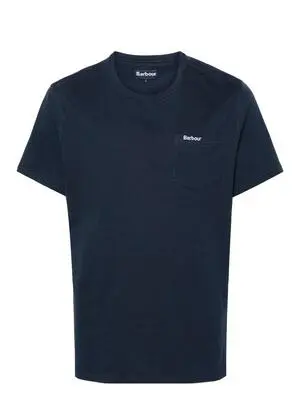 Barbour Logo-embroidered Cotton T-shirt - Blue