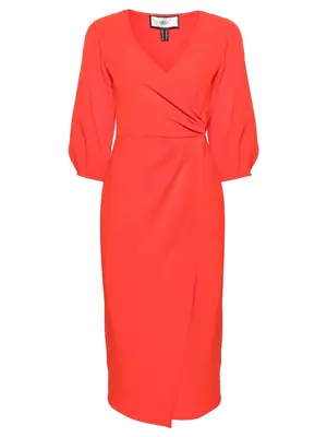 NISSA NISSA Gathered Wrap Midi Dress