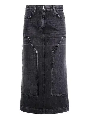Givenchy High-rise Denim Midi Skirt - Black