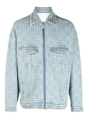 Givenchy 4g-embossed Denim Jacket - Blue