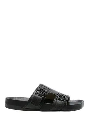 Loewe Anagram-buckle Leather Slides - Black