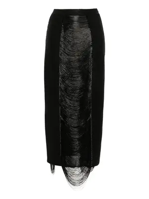 Alexander McQueen Fringe-detail Panelled Skirt - Black