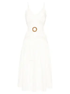 TWINSET Floral-embroidered Midi Dress - Neutrals