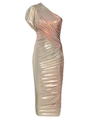 Rick Owens Amira Asymmetric Midi Dress - Metallic