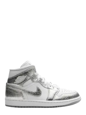 JORDAN Air 1 Mid Se Metallic Silver Sneakers - White