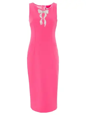 NISSA Crystal-embellished Crepe Midi Dress - Pink