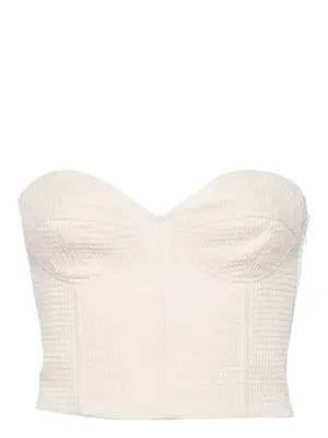 FORTE_FORTE Sweetheart-neck Crop Top - Neutrals