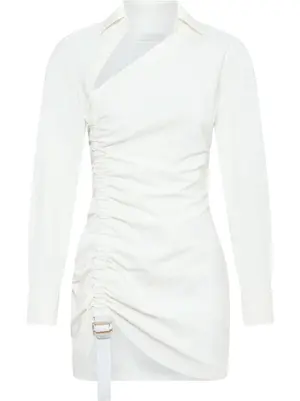 DION LEE Asymmetric Gathered Mini Dress - White