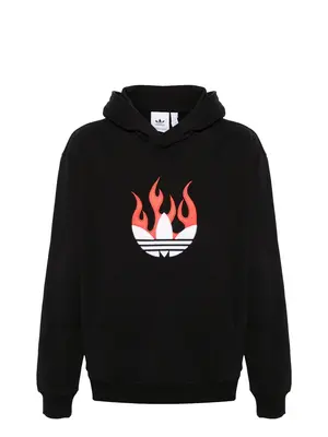 ADIDAS Flames Logo-patch Cotton Hoodie