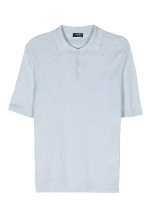 BARBA NAPOLI Short-sleeve Ribbed Polo Shirt - Blue