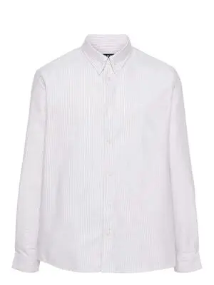 A.p.c. Embroidered-logo Striped Shirt - Neutrals