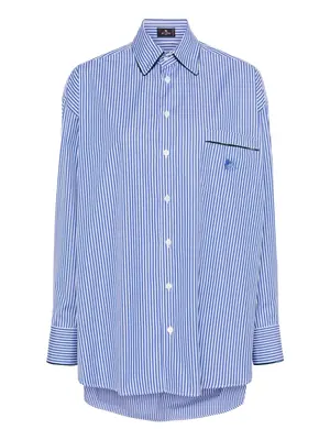 Etro Logo-embroidered Striped Shirt - Blue