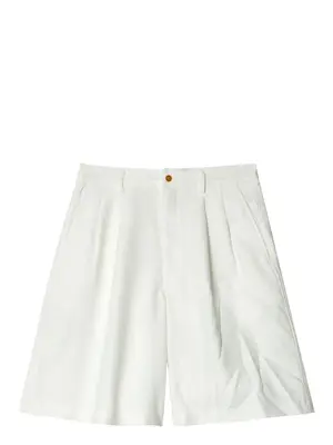 Comme Des Garçons Pleat-detail Wide-leg Shorts - White