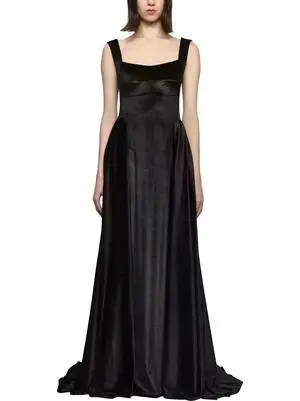 ATU BODY COUTURE V-back Velvet Maxi Gown - Black