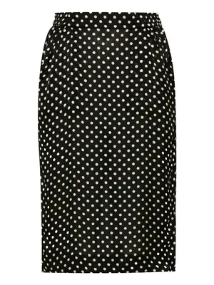 Saint Laurent Polka-dot Silk Midi Skirt - Black