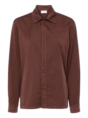 LEMAIRE Dyed Cotton-satin Shirt - Brown