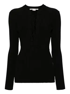 Stella McCartney Lace-up Ribbed Jumper - Black