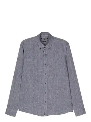 Michael Kors Slub-texture Linen Shirt - Grey