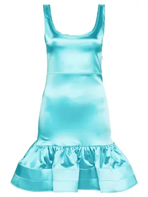 Patou Ruffle-detail Satin Dress - Blue