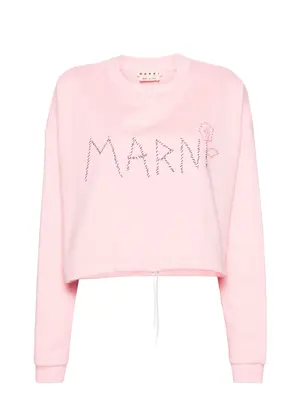 Marni Logo-embroidered Cropped Sweatshirt - Pink