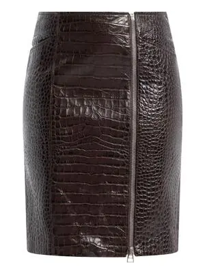 TOM FORD Crocodile-effect Mini Skirt - Brown