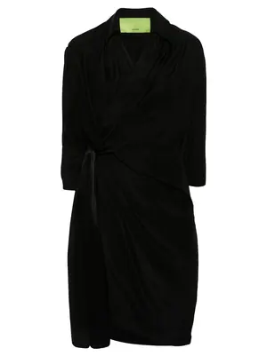 Gauge81 Miya Silk Wrap Dress - Black