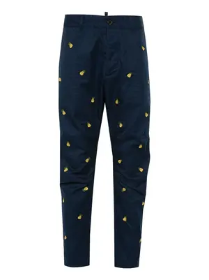 Dsquared2 Embroidered Fruits Chino Pants - Blue