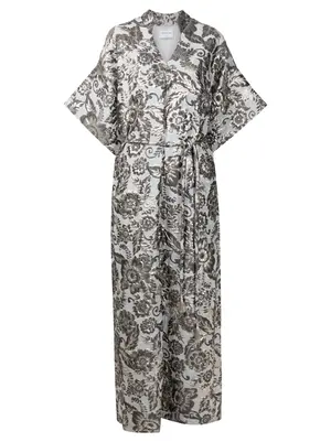 OLYMPIAH Floral-embroidery Floor-length Dress - Metallic