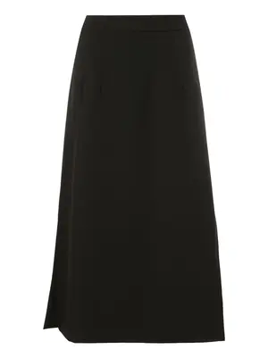 OLYMPIAH Fenda Side-slit Midi Skirt - Black