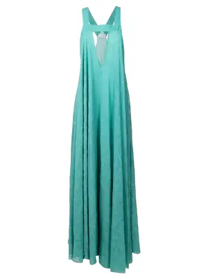 OLYMPIAH Plunging V-neck Gown - Green