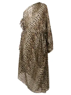 OLYMPIAH Leopard Print Silk Dress - Brown